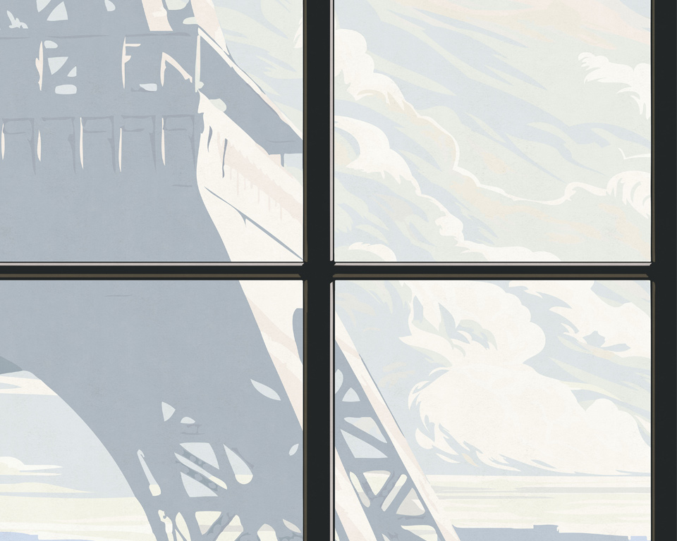 Tompe l'oeil N°2 wallpaper mural - Paris - Eiffel Tower window ...